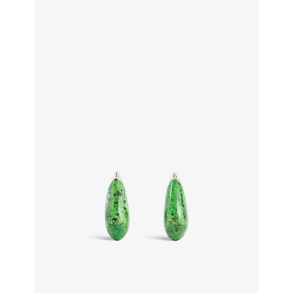 Bottega Veneta Fin Sterling-silver And Ceramic Drop Earrings - Apple Green-white