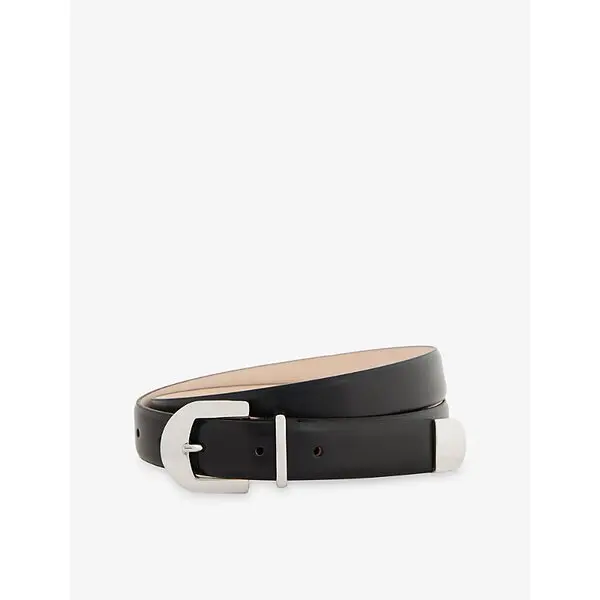 DEHANCHE Indus Leather Belt - Black & Silver