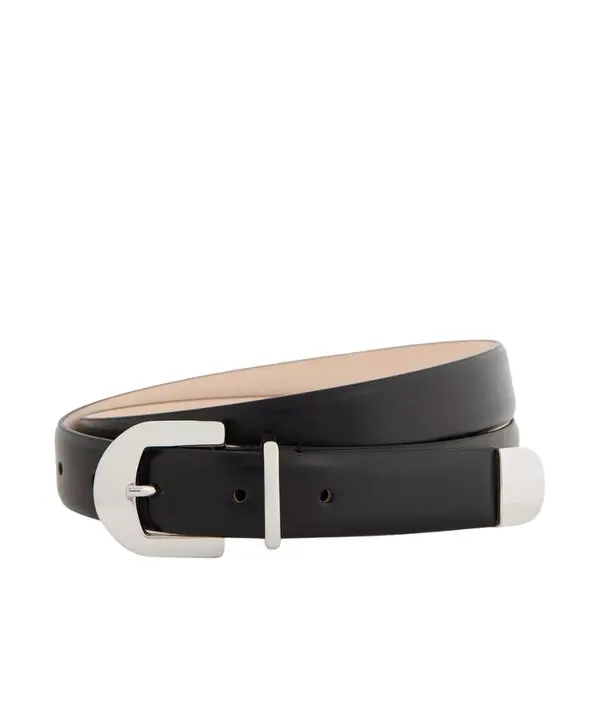 DEHANCHE Indus Leather Belt - Black & Silver