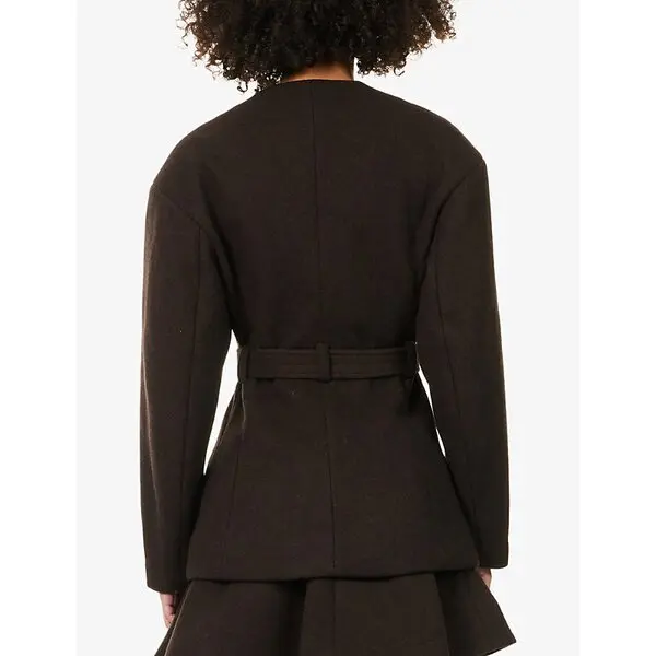 GANNI Belted Single-breasted Wool-blend Jacket