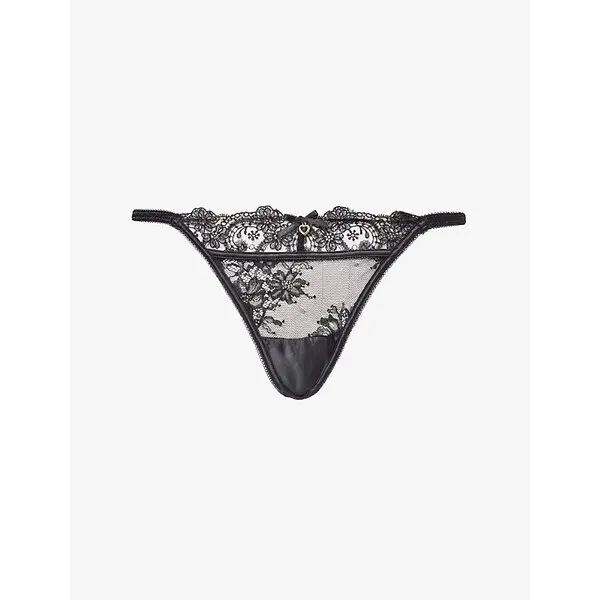 Lounge Arabella Intimates Mid-rise Lace Thong - Black