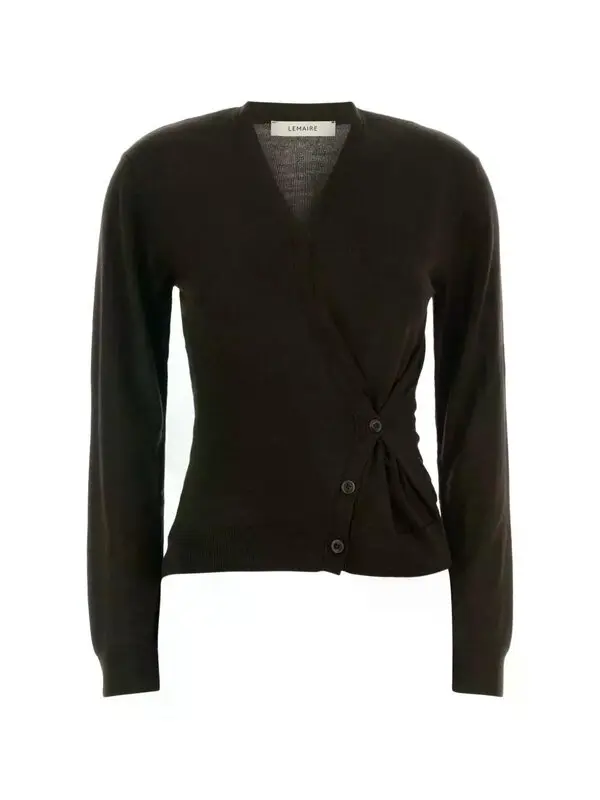 LEMAIRE Twisted V-neck Jumper In Merino Blend - Brown