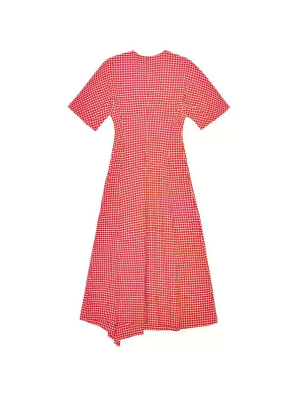 GANNI Gingham Short-sleeve Dress - Red