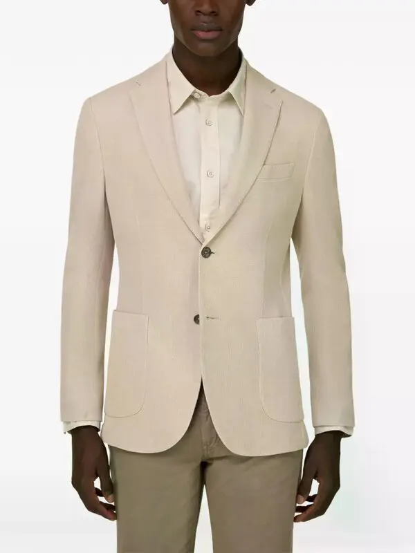 Boggi Milano Micro–textured Patch-pocket Blazer - Neutrals