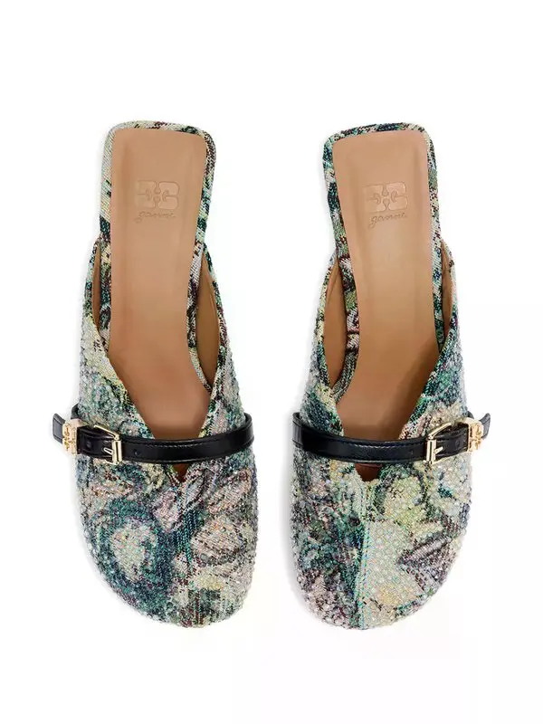 GANNI Sue Heeled Tapestry Mules