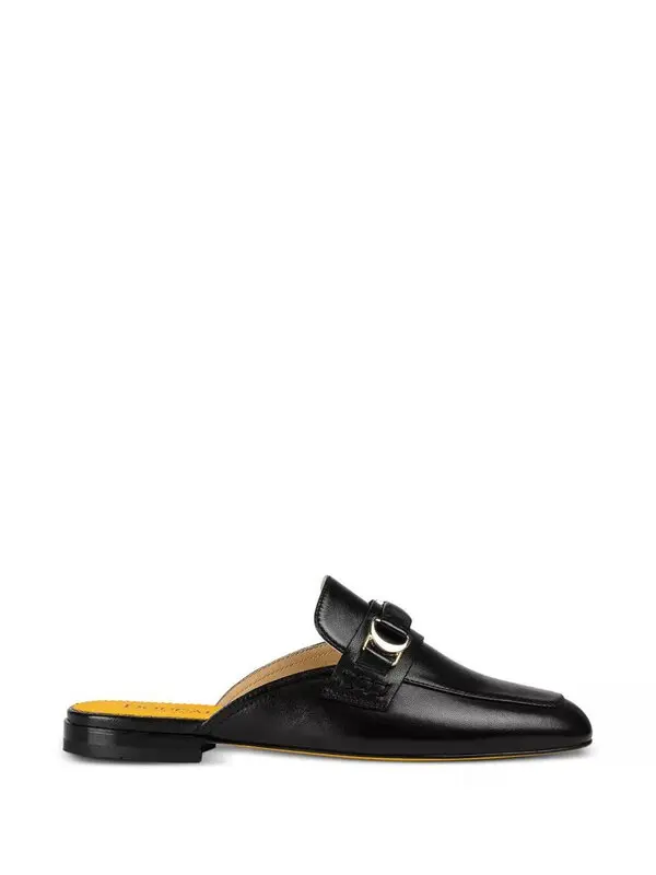 DOUCAL'S Leather Mules With Metal Detailing - Black