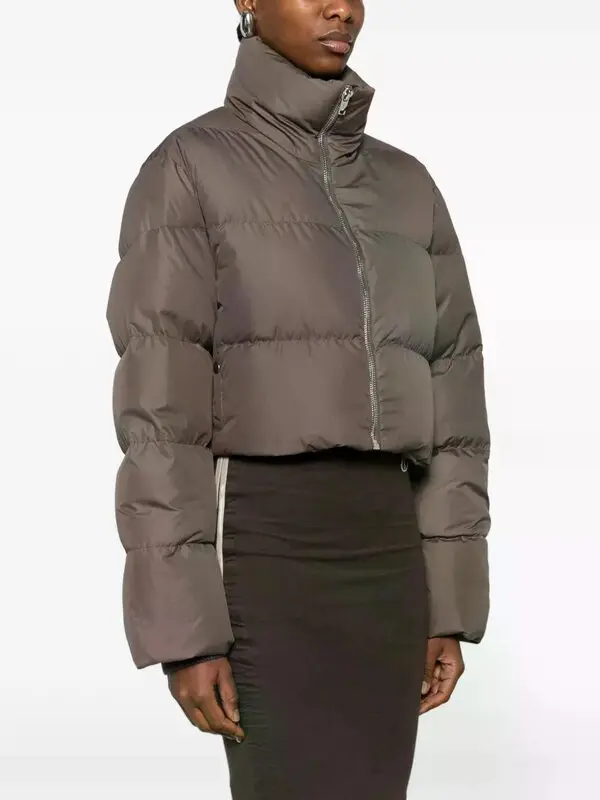 MONCLER + RICK OWENS Cropped Puffer Jacket - Brown