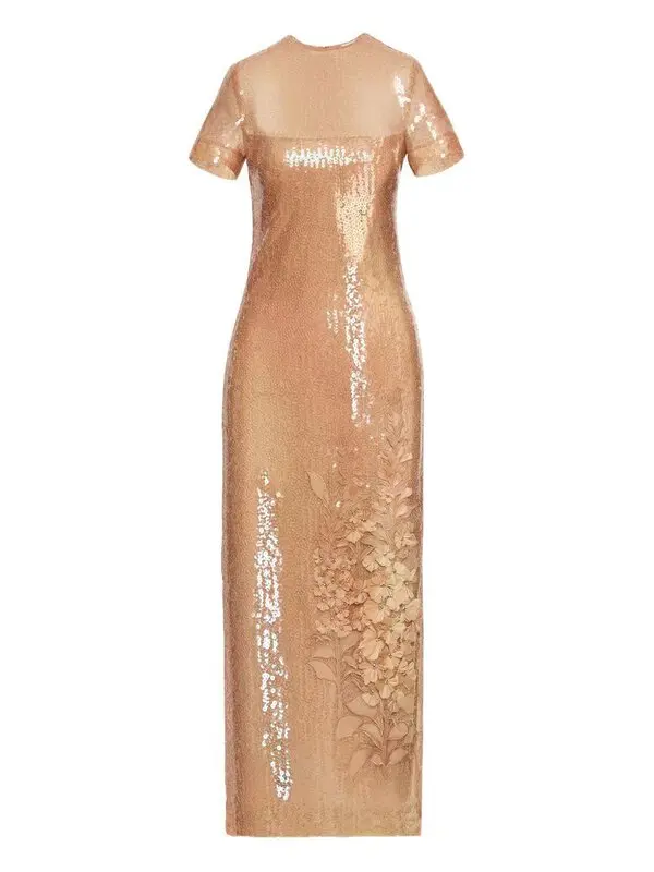 Oscar De La Renta Crow-neck Maxi Dress