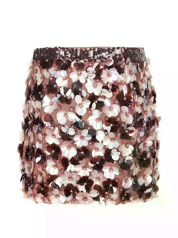 P.a.r.o.s.h Floral-embellished Mini Skirt - Neutrals