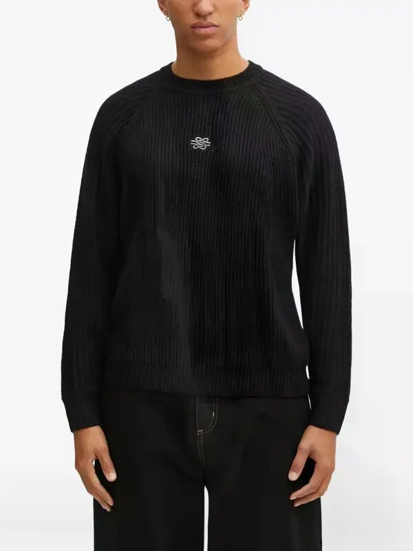 Filling Pieces Ribbed Embroidered Sweater