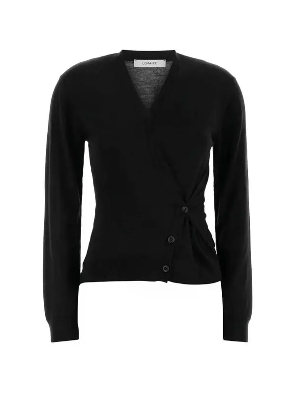 LEMAIRE Twisted V-neck Cardigan - Black