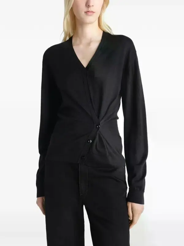 LEMAIRE Twisted V-neck Cardigan - Black