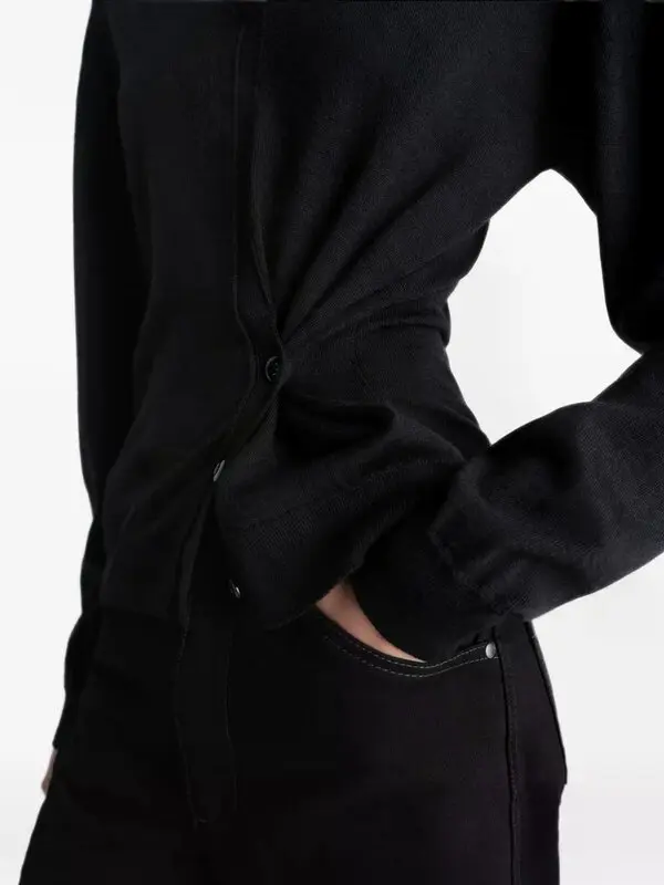 LEMAIRE Twisted V-neck Cardigan - Black