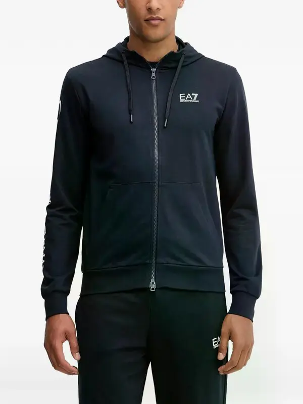 EA7 Logo-print Zip-up Hoodie