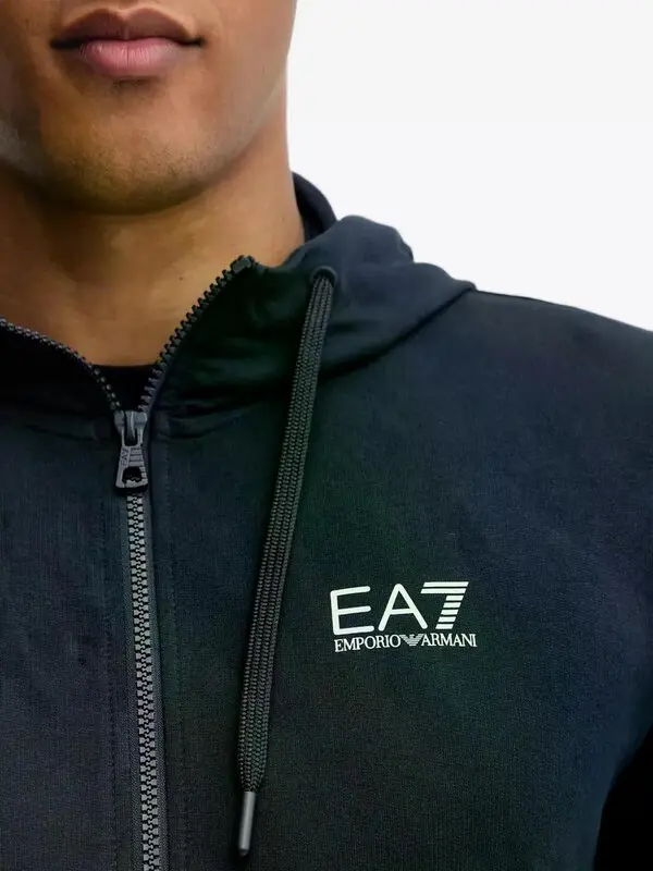 EA7 Logo-print Zip-up Hoodie