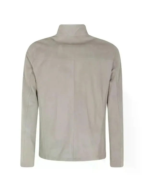 Eleventy Leather Zip-up Jacket - Grey