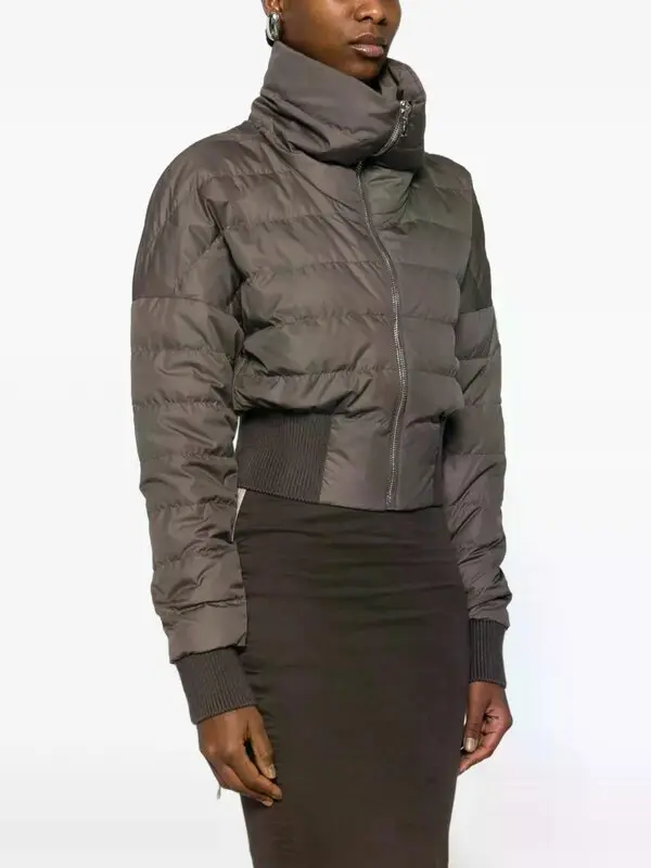 MONCLER + RICK OWENS Cropped Funnel Jacket - Brown