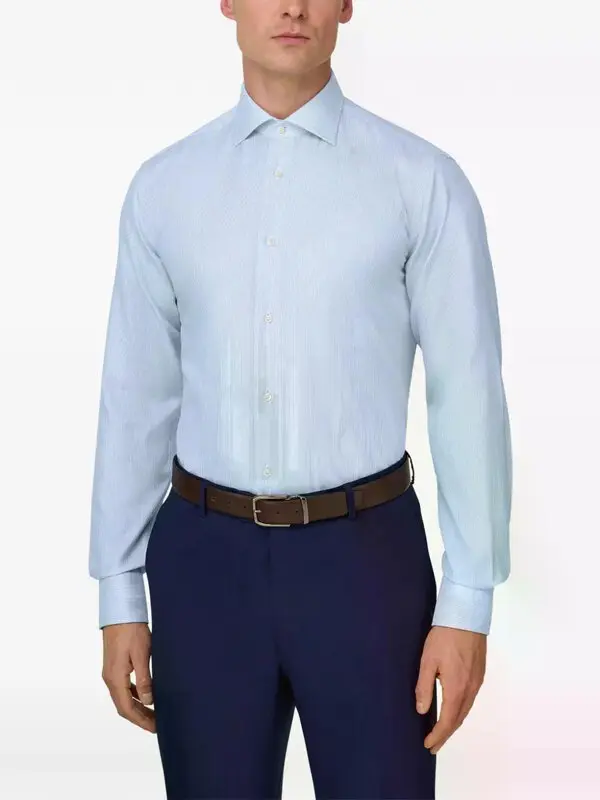 Boggi Milano Striped Windsor-collar Shirt - Blue