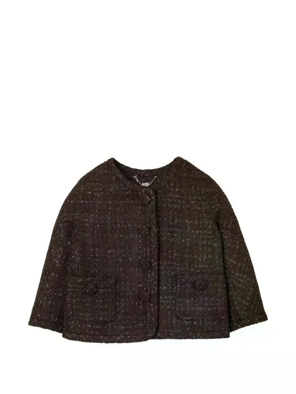 Marc Jacobs Tweed Jacket With Chain Detail - Brown