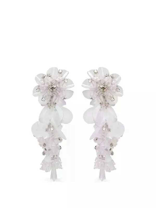 Oscar De La Renta Flower-embellished Drop Earrings - White