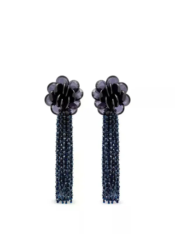 Oscar De La Renta Flower Tassel Earrings - Blue