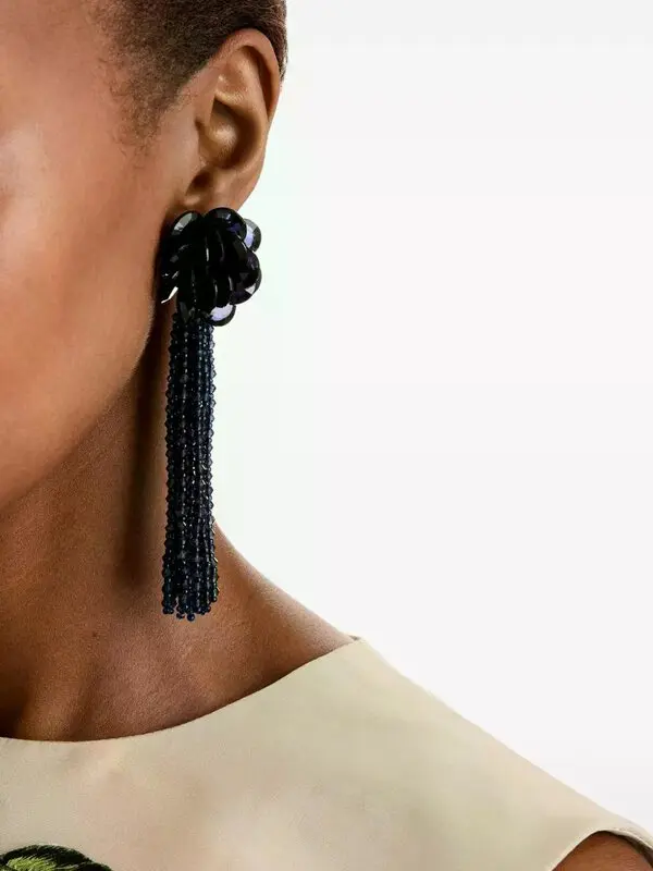 Oscar De La Renta Flower Tassel Earrings - Blue