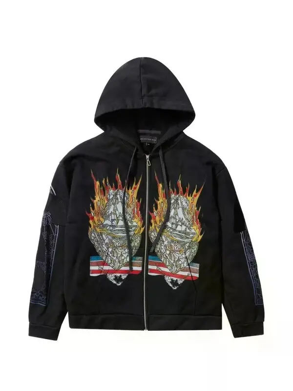 WHO DECIDES WAR Engulfed Memories Zip-up Hoodie - Black