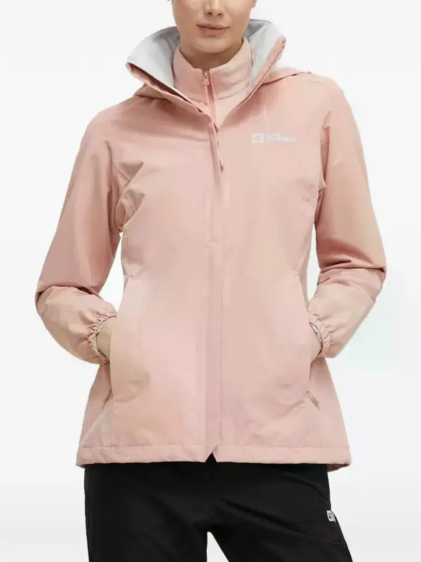 JACK WOLFSKIN Zip Hooded Rain Jacket - Pink
