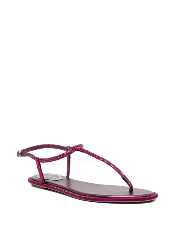Rene Caovilla Diana Rhinestone Embellished Sandals - Red