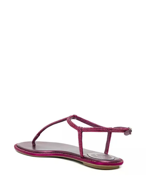 Rene Caovilla Diana Rhinestone Embellished Sandals - Red