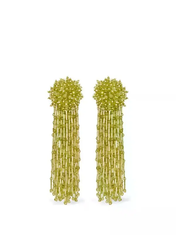 Oscar De La Renta Beaded Tassel Earrings - Green