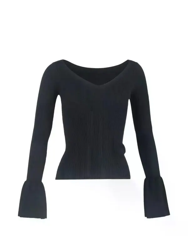 Sandro Ribbed Bell-sleeved Top