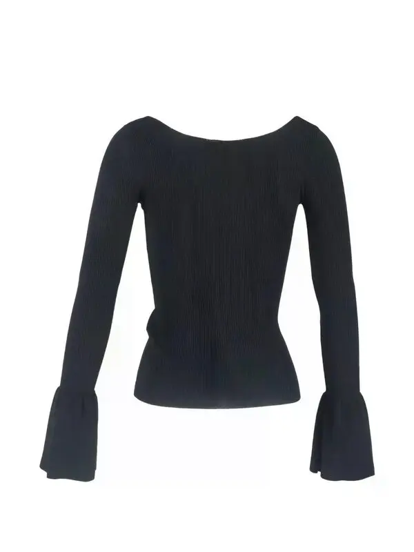 Sandro Ribbed Bell-sleeved Top
