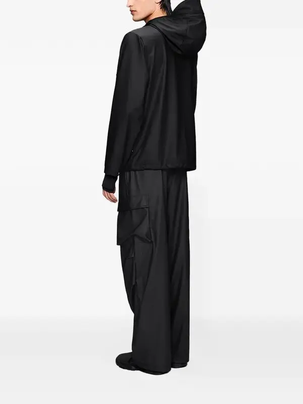 Rains Hooded Jacket With Front Pockets - Black