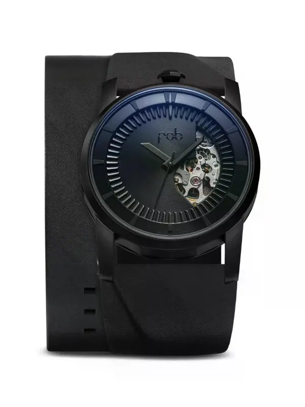 FOB PARIS 41mm Watch With Open Movement - Black