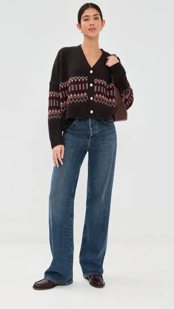Sablyn Elliot Boxy Cropped Cashmere Cardigan - Oaktree Multi