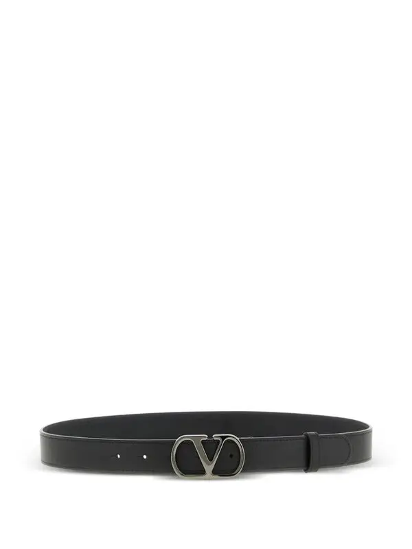 Valentino Garavani Vlogo Signature Belt In Shiny Calfskin Accessories - Black