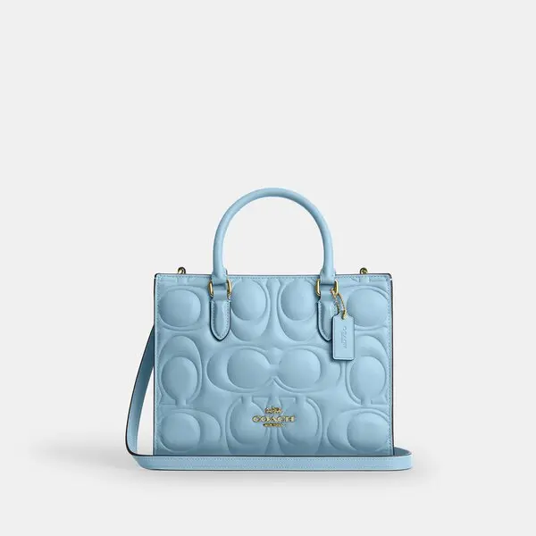 COACH OUTLET Coach Signature Leather Maggie Small Tote Bag - Gold/azure