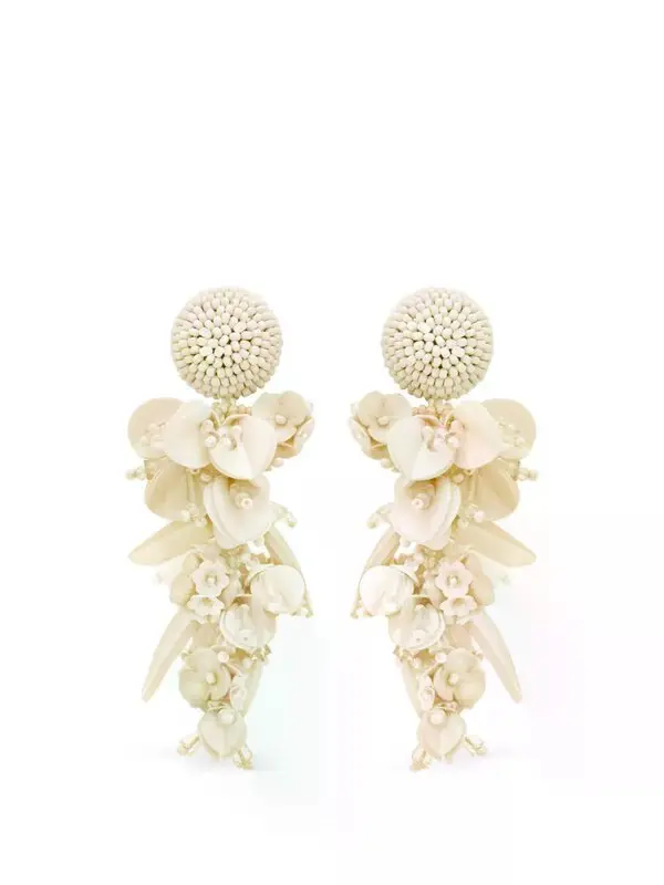 Oscar De La Renta Floral Beaded Drop Earrings - Neutrals