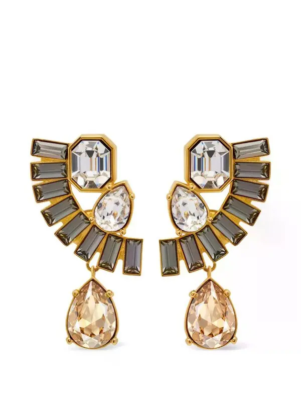 Oscar De La Renta Teardrop Crystal Clip-on Earrings - Gold