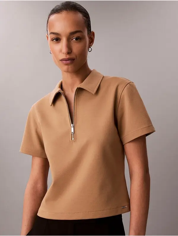 Calvin Klein Ponte Polo T-shirt - Tigers Eye