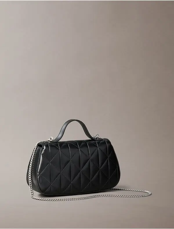 Calvin Klein Quilted Emblem Logo Handle Chain Bag