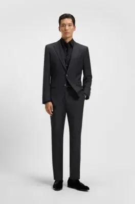 BOSS Slim-fit Stretch Wool Trousers - Light Grey