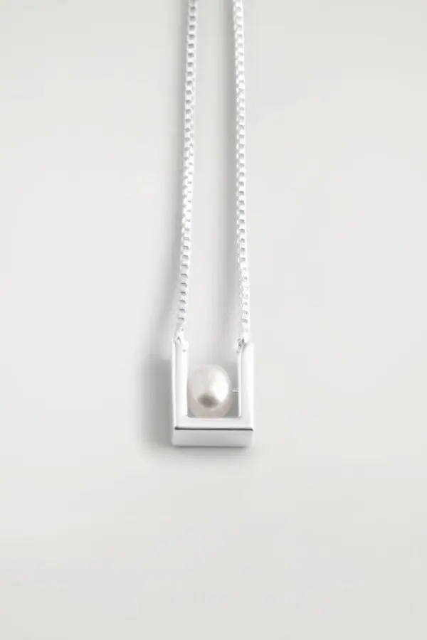 Cos Rectangular Pendant Chain Necklace