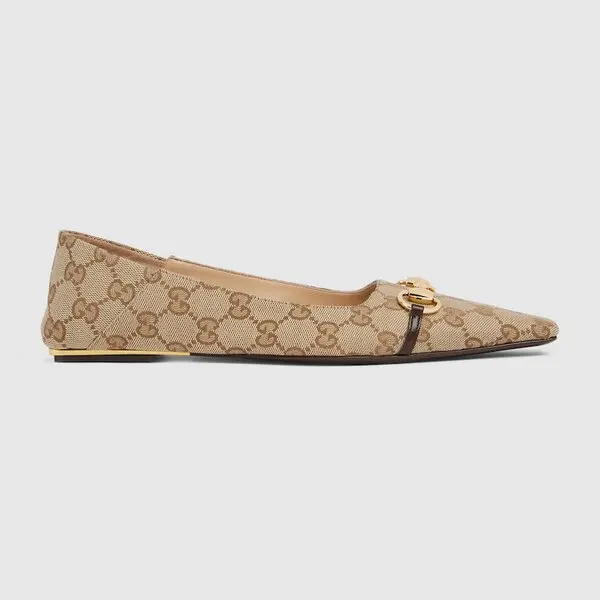 Gucci Vittoria Gg Canvas Ballerinas - Beige