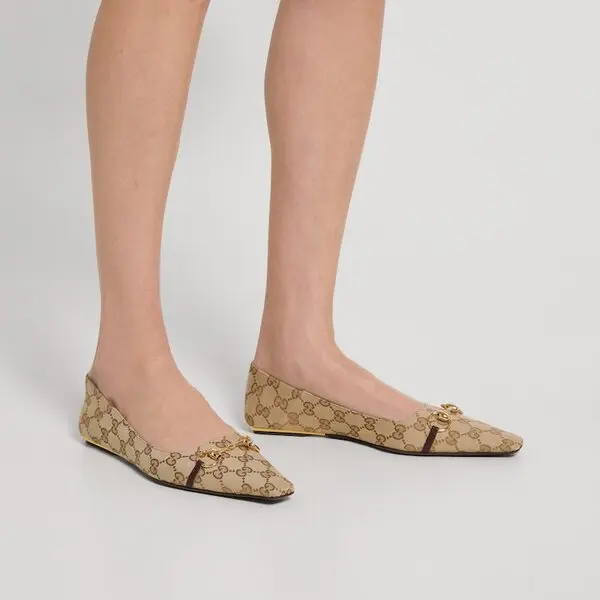 Gucci Vittoria Gg Canvas Ballerinas - Beige