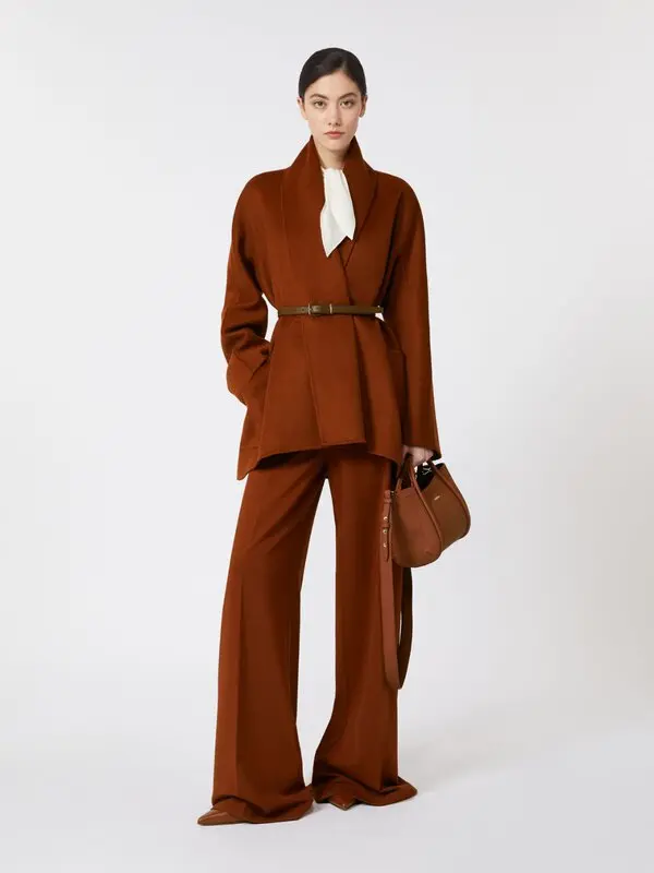 Max Mara Belted Camel Hair Wrap Jacket
