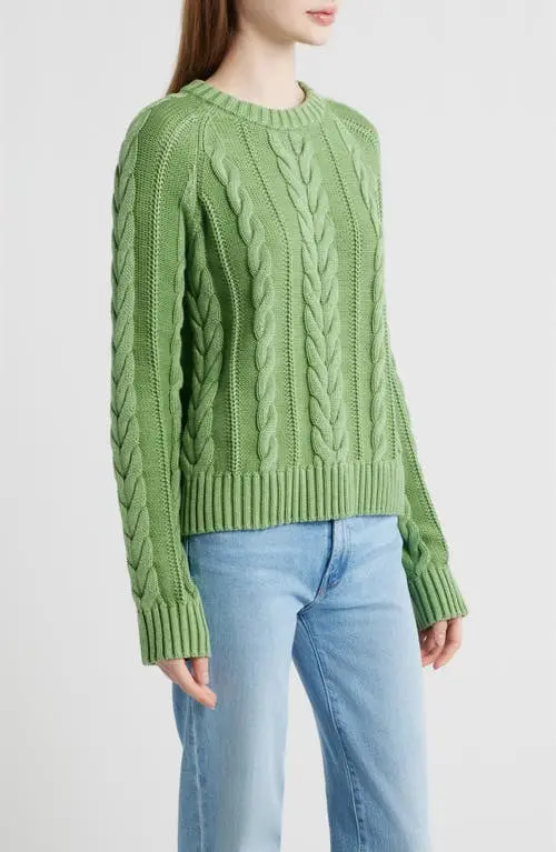 Pendleton Cable Stitch Cotton Sweater - Spruce