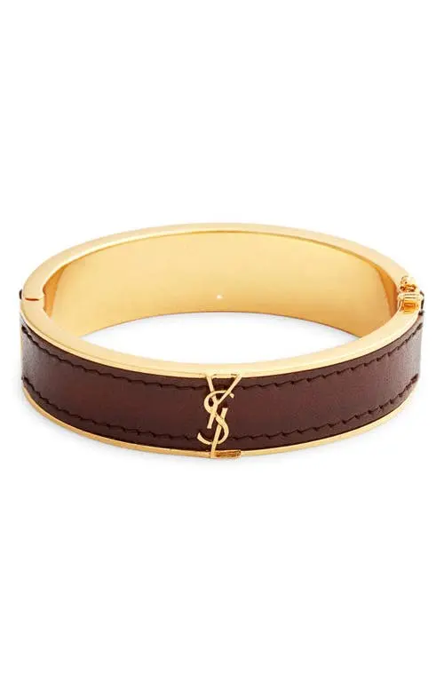 Saint Laurent Logo Bracelet - Dark Chocolate/gold