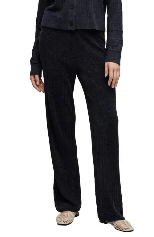 Barefoot Dreams Cozychic Ultra Lite Textured Hem Ribbed Pants - Black